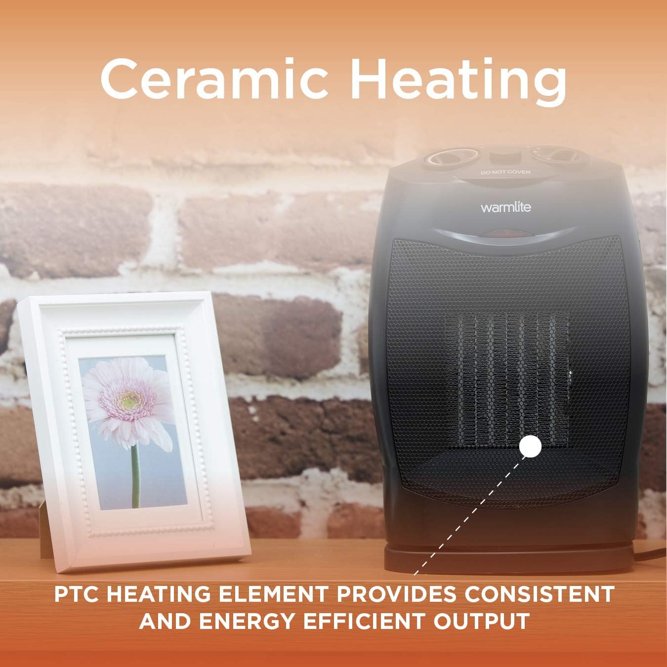 Warmlite WL44005 Ceramic Fan Heater with 2 Heat Settings and PTC ...