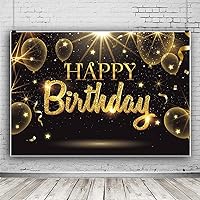 Amazon.com : Funnytree Happy Birthday Party Backdrop Black and Gold Glitter Bokeh Sequin Spots ...