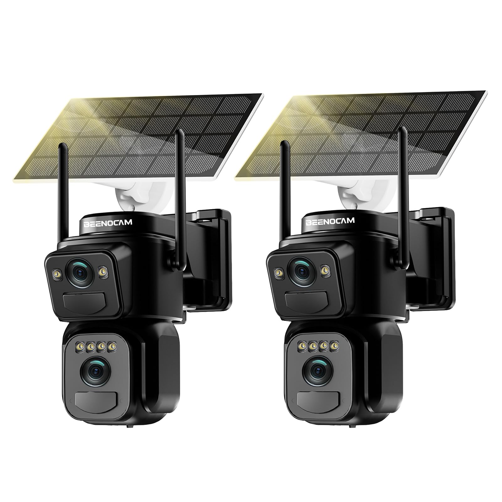 BEENOCAM 4K Solar Security Cameras Wireless Outdoor, Dual Lens 360°PTZ ...