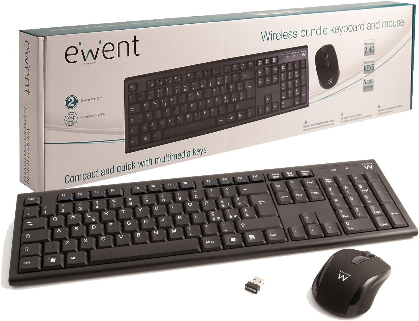 Ewent ESP Wireless Keyboard and Mouse Set - Black (Spanish Layout ...
