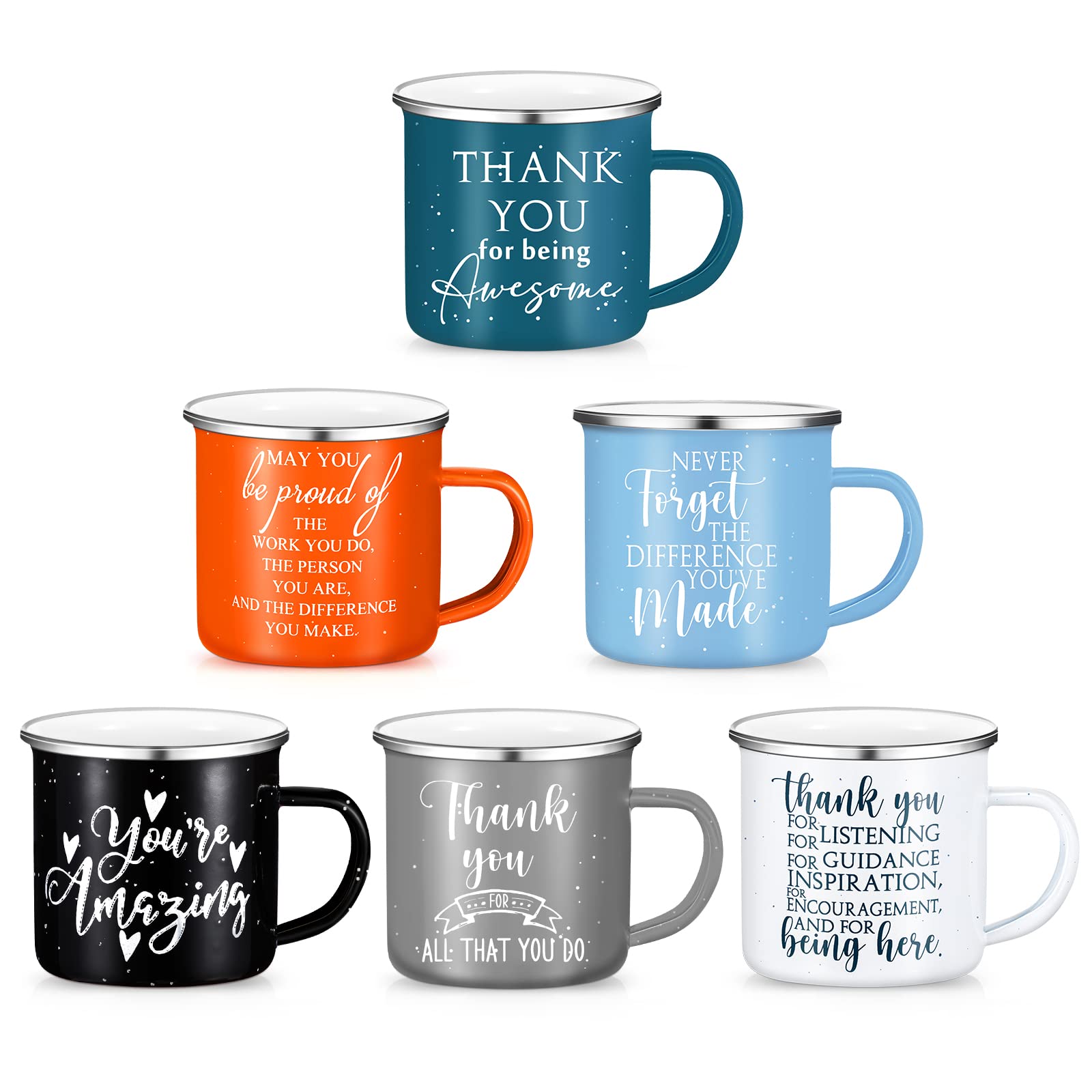 Sieral 6 Pcs Thank You Gifts 12 oz Enamel Mug with Handle Employee ...