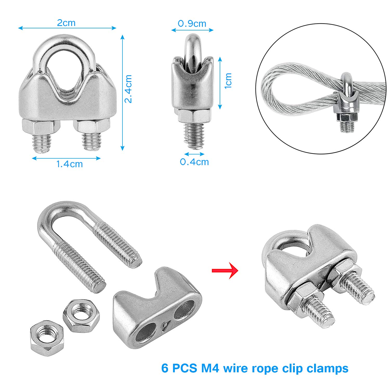 Aussel 304 Stainless Steel Wire Rope Tensioner Kit, Heavy Duty Wire ...