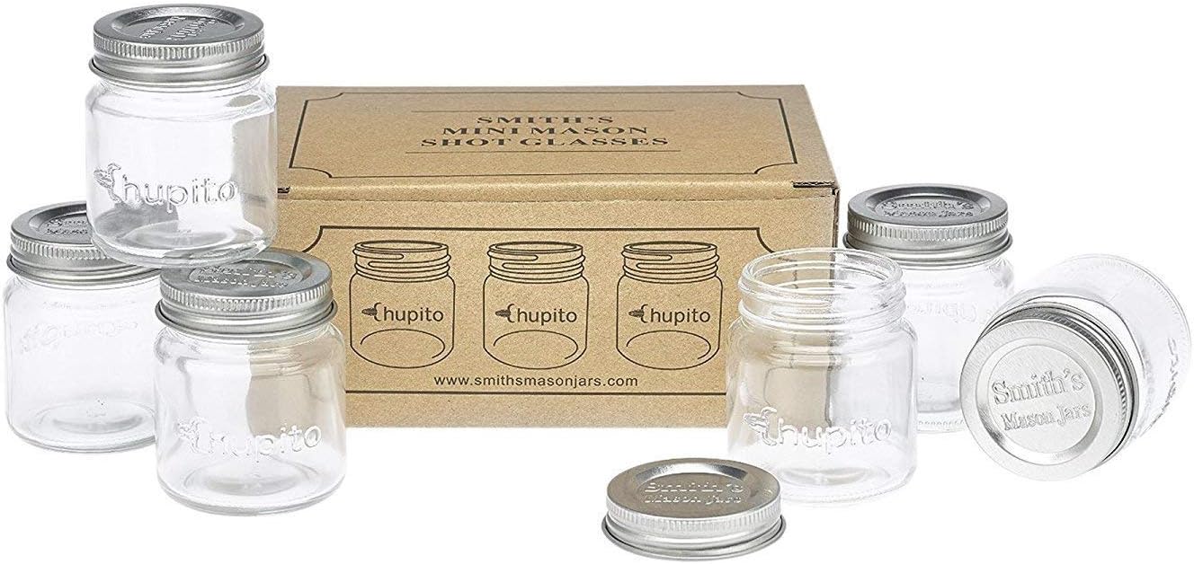 Smiths Mini Mason Jar “Chupito” Shot Glasses with Lids Set of 6 – 2oz ...