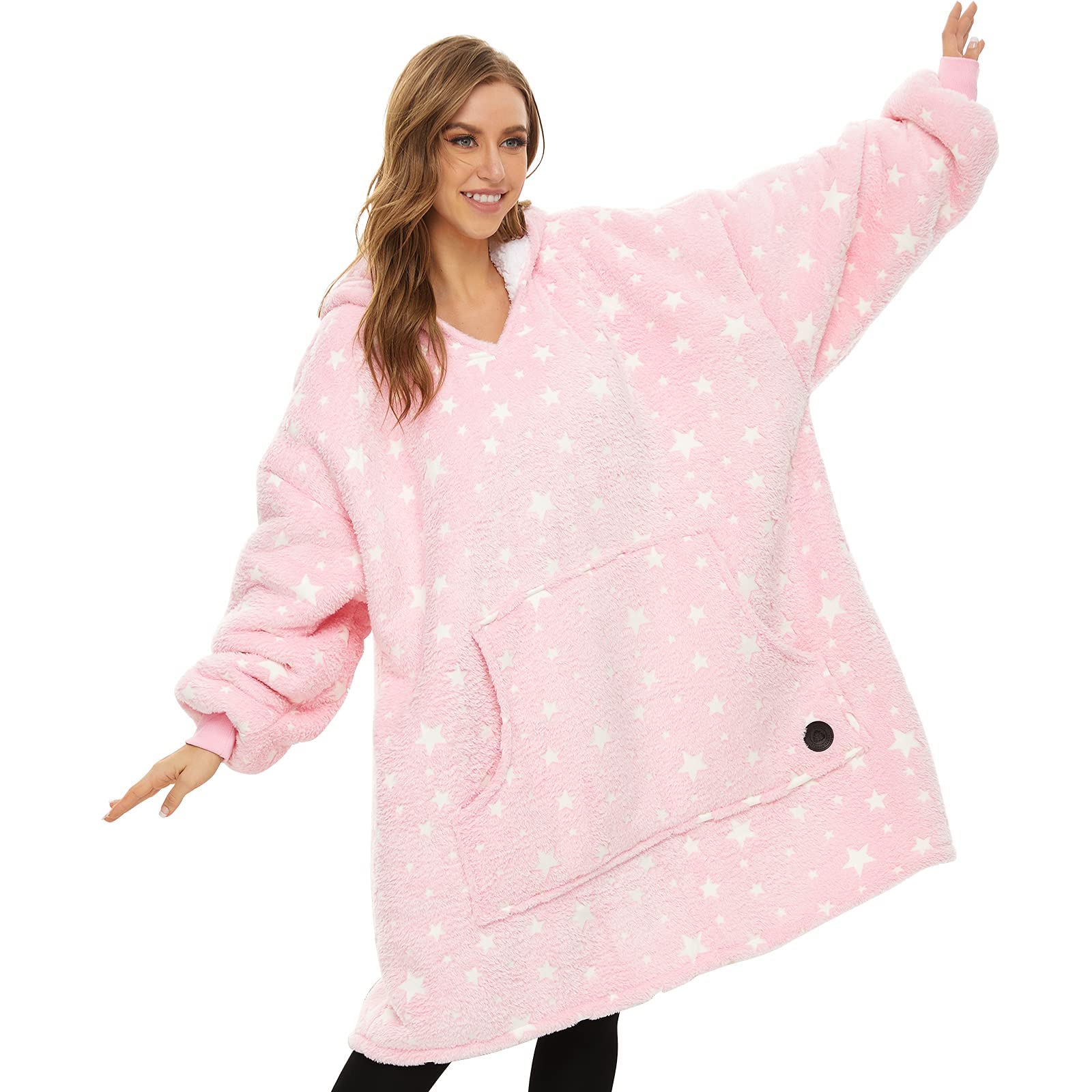 THREE POODLE Wearable Blanket Hoodie, Glow in The Dark Oversized Hoodie ...