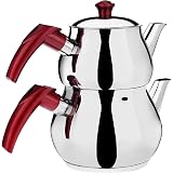 Amazon.com: Double Tea Kettle Stainless Steel Teapot 2-Pc Set 2.5-Ltr ...