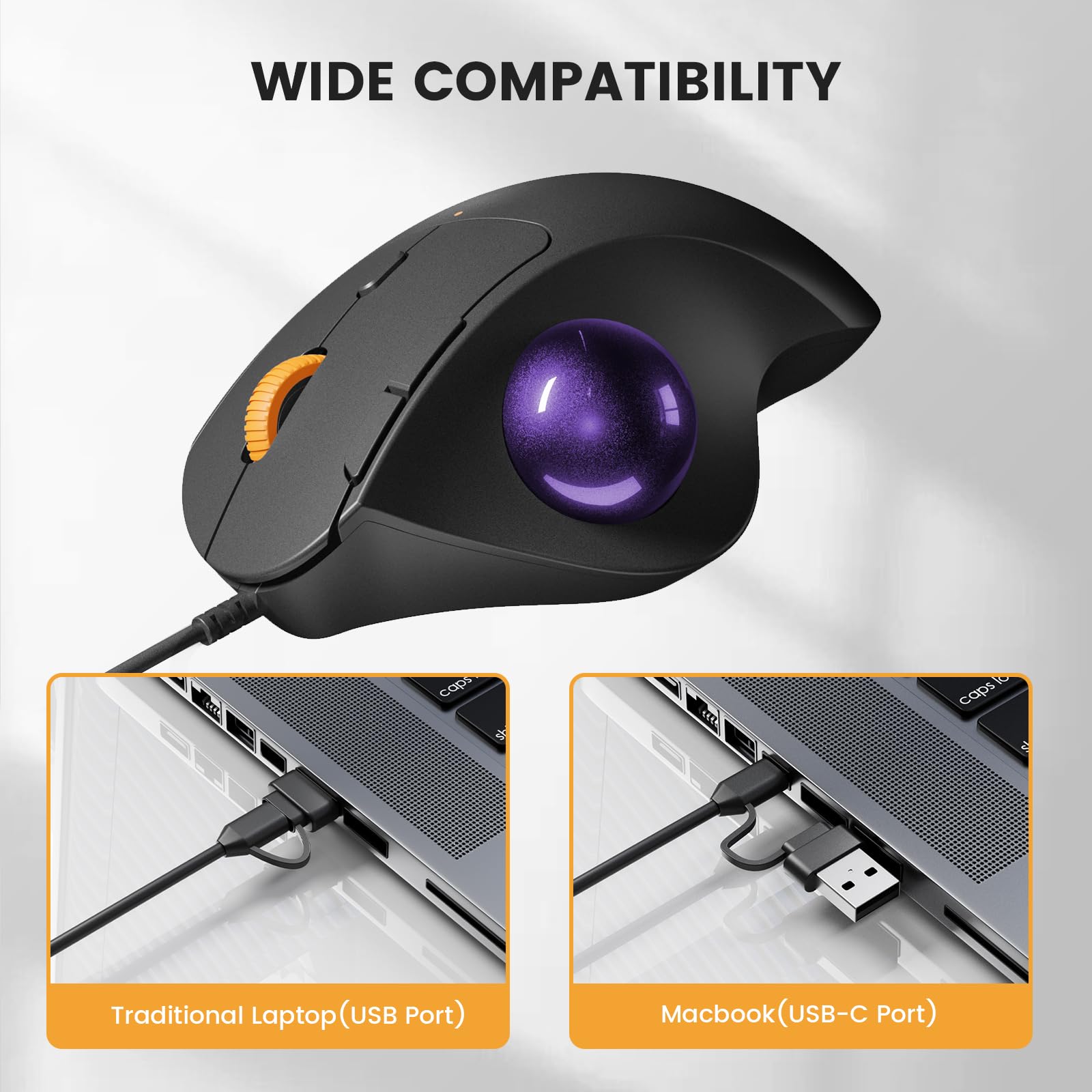 Mua ProtoArc Wired Trackball Mouse, EM04 Wired USB C Ergonomic Rollerball Mouse Computer Laptop ...