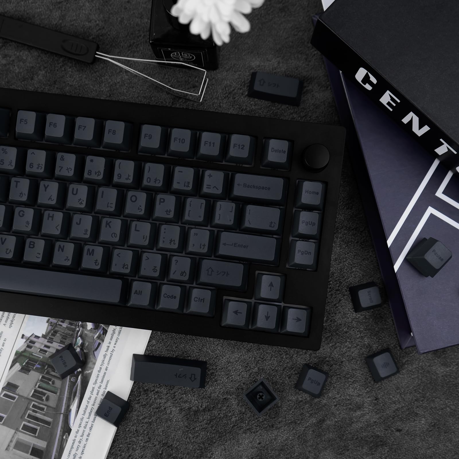 Mua JOLINTAL 143 Keys Grey on Black Keycaps Set, Japanese Keycaps ...