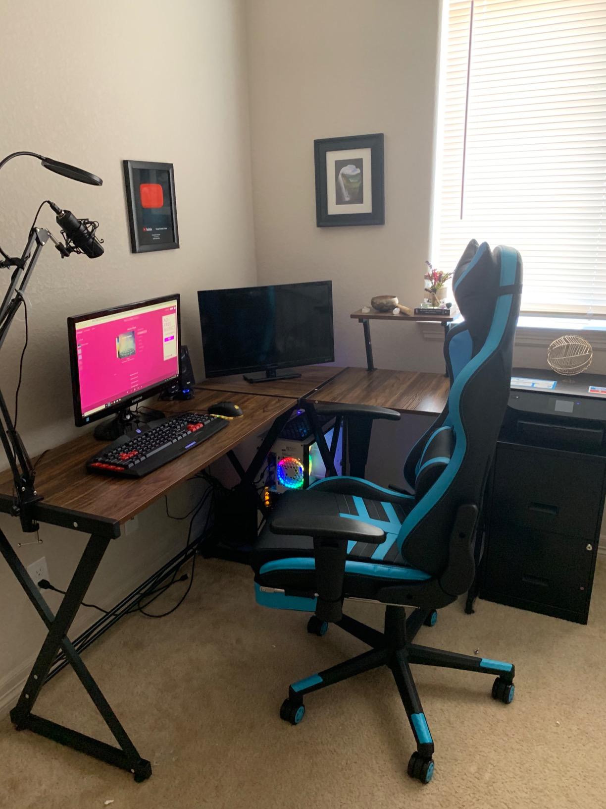 $26/mo - Finance GreenForest L Shaped Desk 64 inch Large Size ...