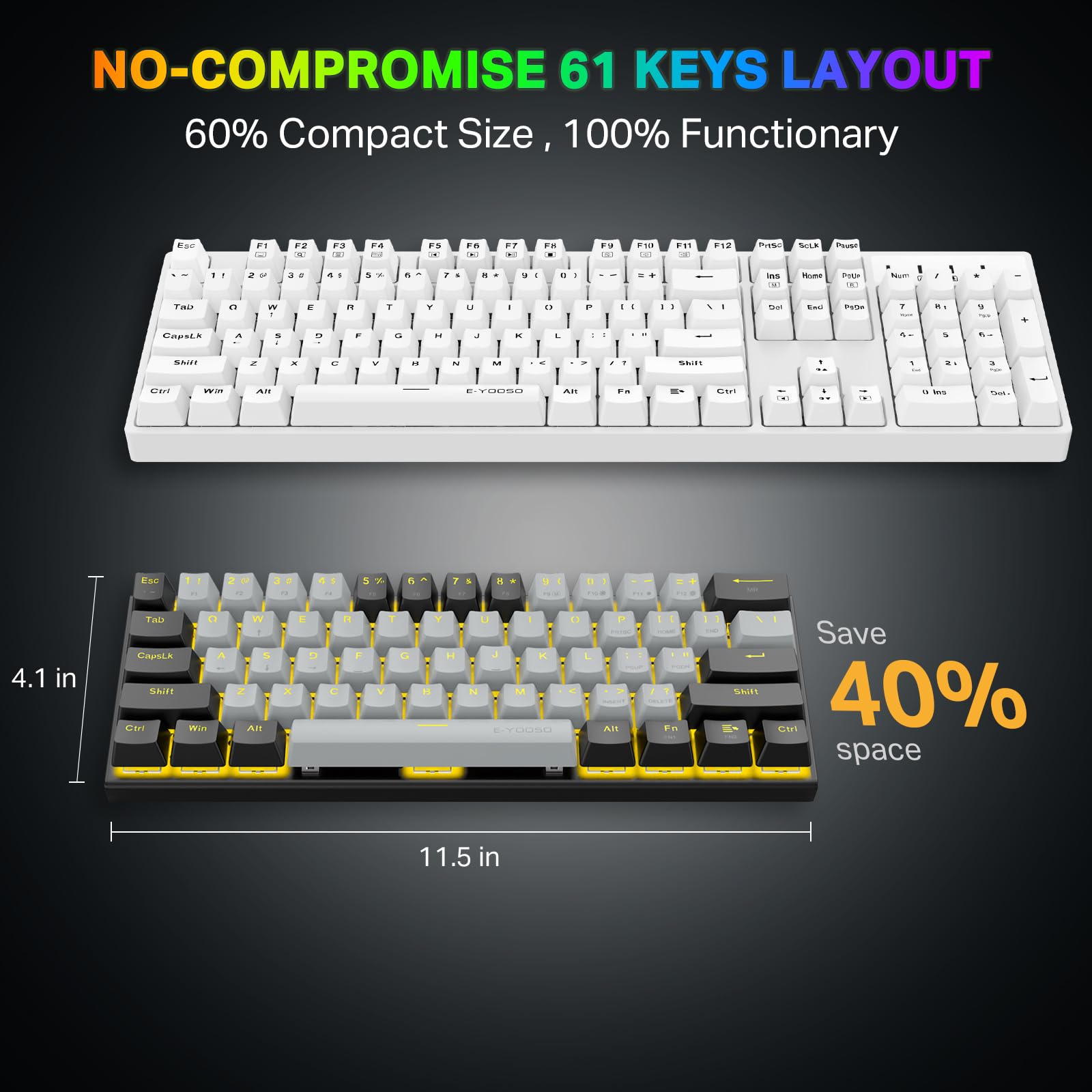 Mua 60% Mechanical Keyboard, Red Switches Mechanical Gaming keyboard ...