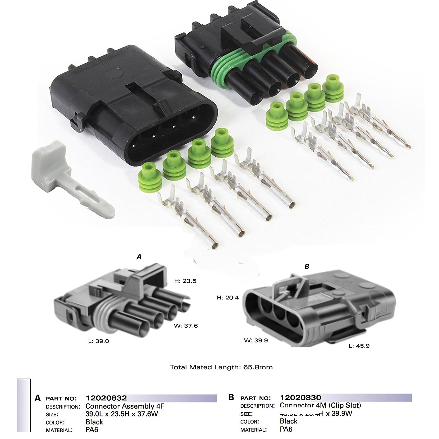 Terminal Kit 10 12 Delphi Packard Weatherpack 10 12 GA Waterproof 18 20 ...