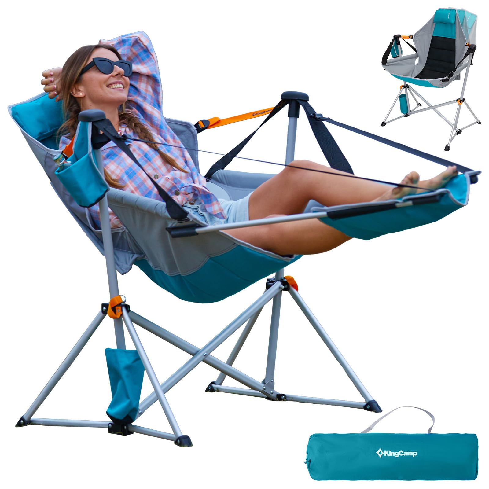 KingCamp Hammock Camping Chair, Aluminum Alloy Adjustable Back Swing ...