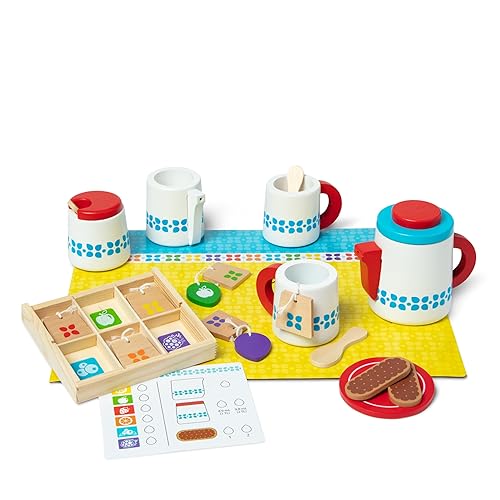 Melissa & Doug 20-Piece Steep and Serve Wooden Tea Set - Play Food and ...