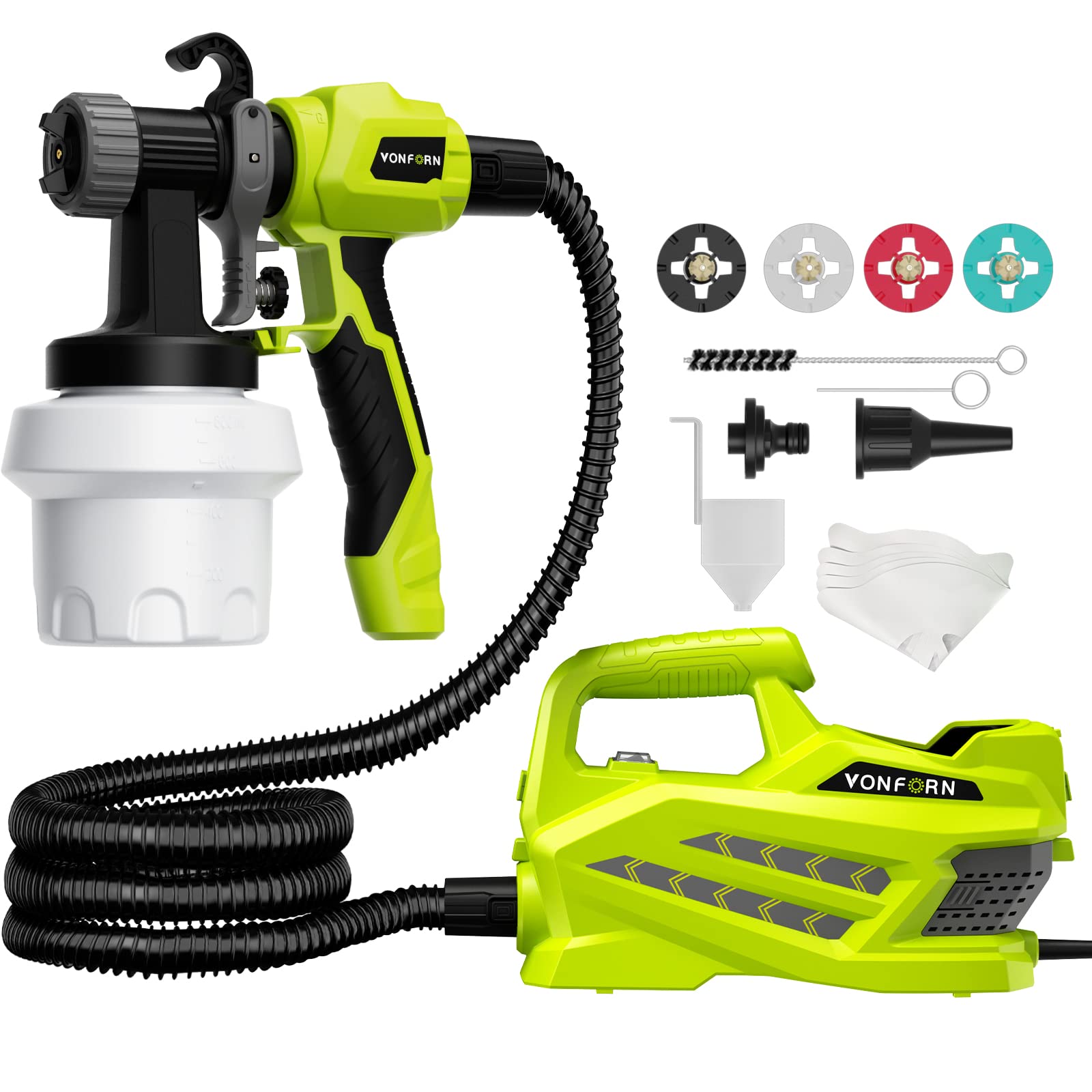 VONFORN Paint Sprayer, 800W HVLP Electric Spray Paint Gun with 6.5FT ...