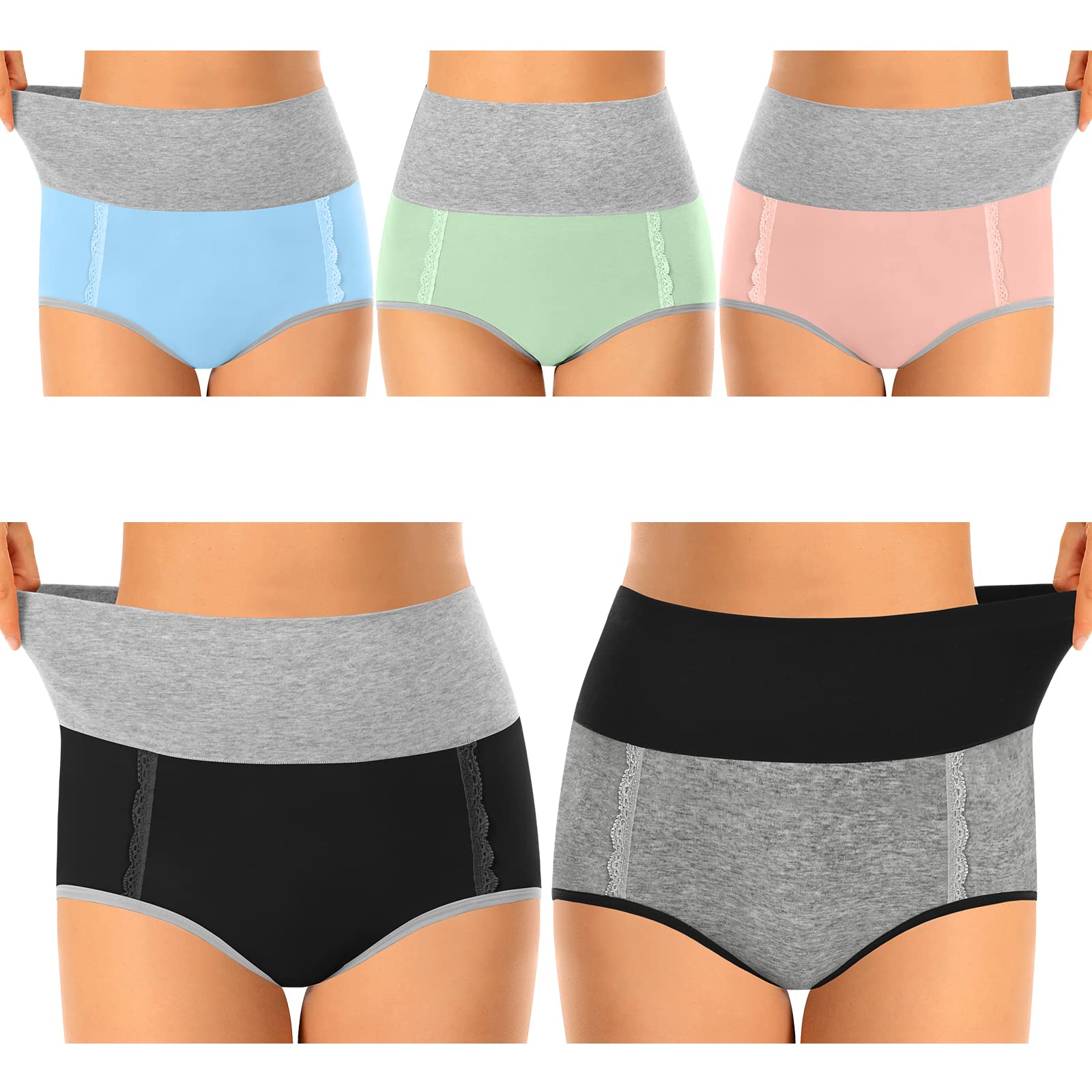 MISSWHO Womens Cotton Stretchy C Section High Waisted Postpartum Ladies Underwear Tummy Control ...