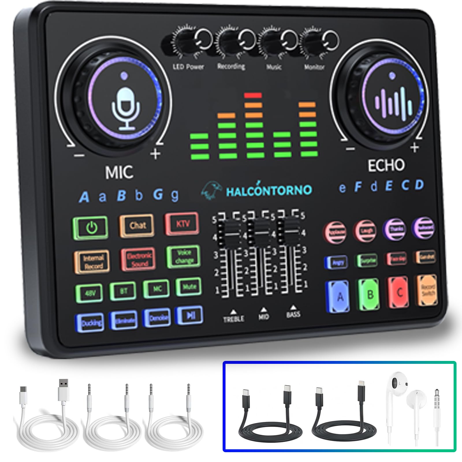 HALCONTORNO Podcast Sound Board - Mini XLR Audio Interface with 48V ...
