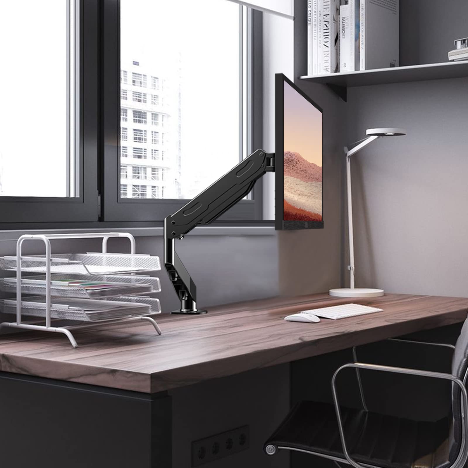 Gas Spring Monitor Arm 32 Inch,Adjustable Single Monitor Desk Mount ...