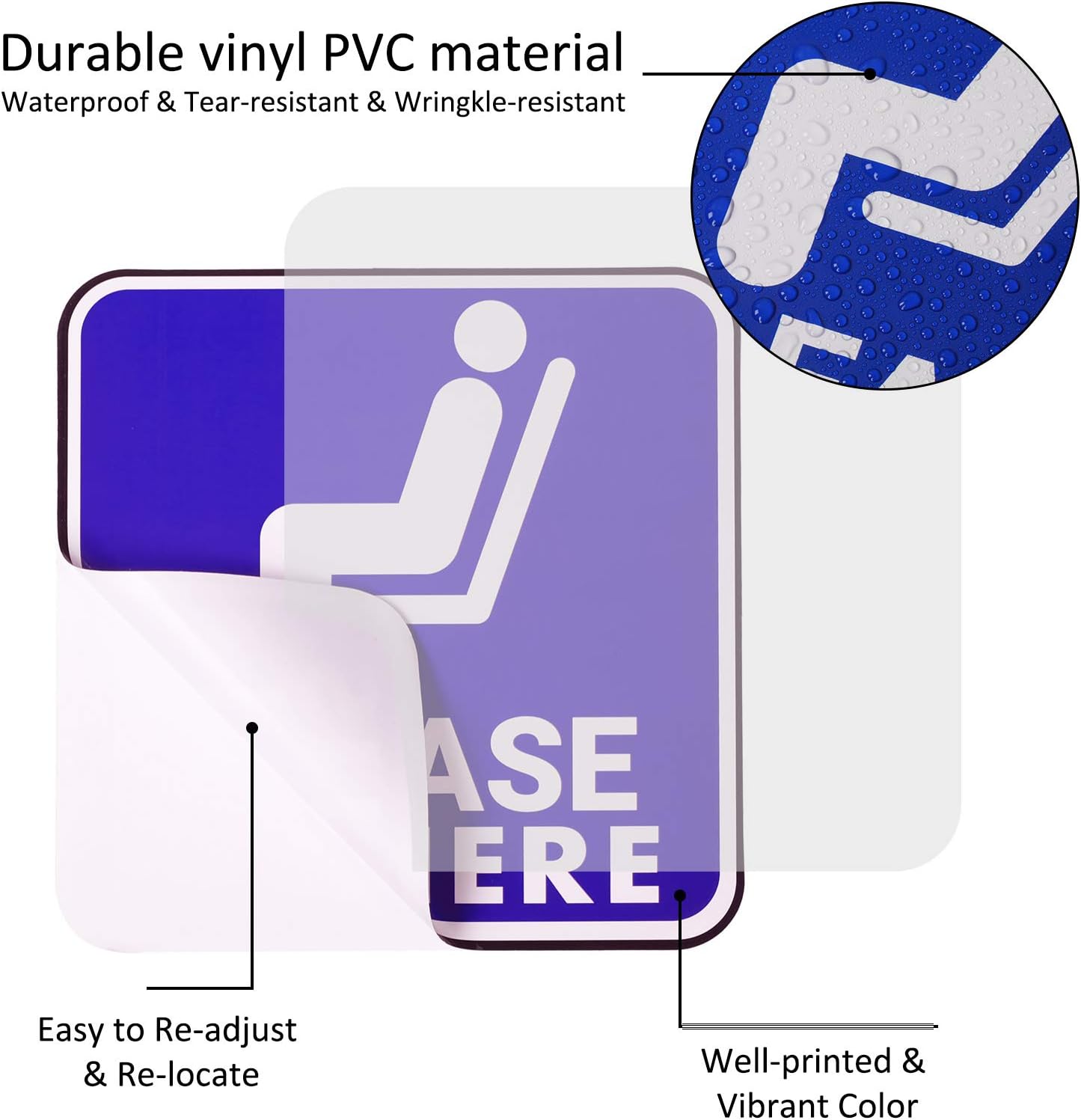 25 Pieces Please Sit Here Sticker Decal Sign, 6 Inch Maintain ...