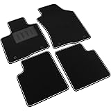 Tappeti Neri per Auto, set completo di Tappetini in Moquette su Misura con Ricamo a Filo Bianco ...