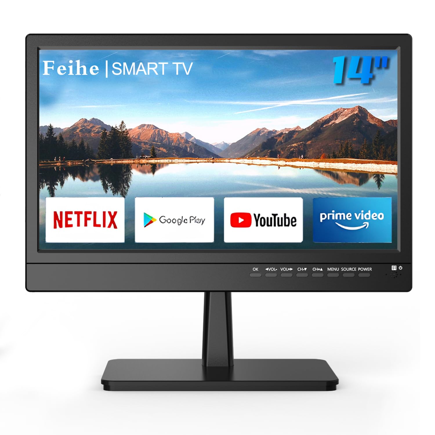 Feihe 14 inch Small Smart TV, HD Flat Screen Android TV Download APPs ...