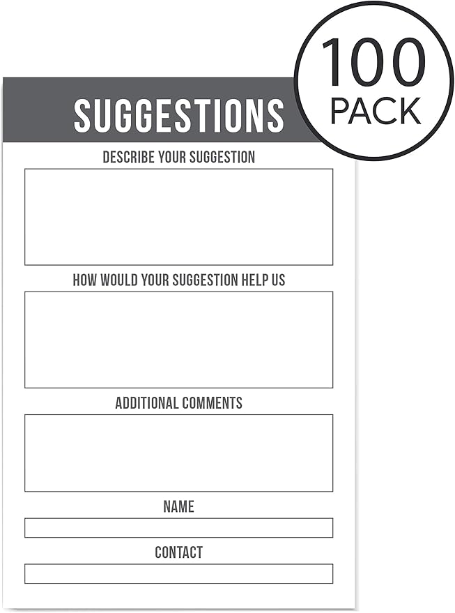 Amazon.com : Suggestion Box Cards for Comments | Refill Pack 4 x 6 ...