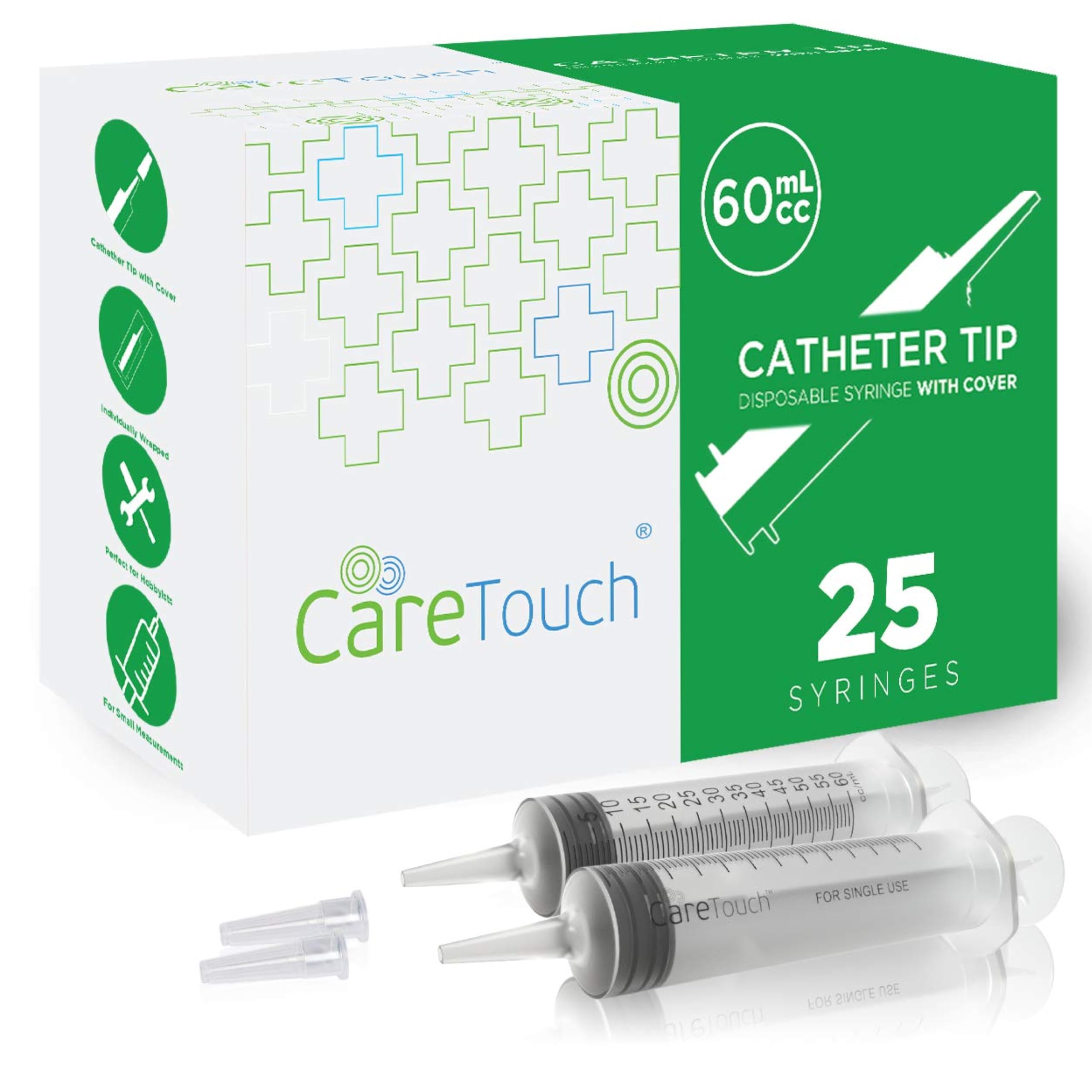 Care Touch 60mL Syringe with Catheter Tip, 50 Large Medicine Syringes ...