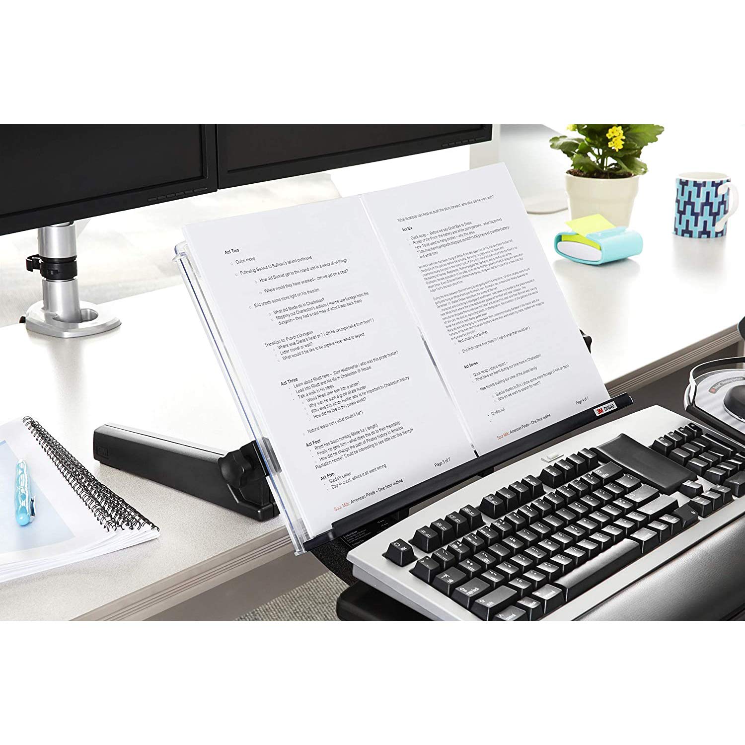 3M Adjustable Document Copy Holder, In-line with Monitor Minimizing ...