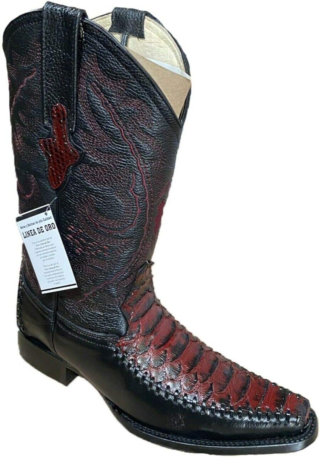 Amazon.com | Men Genuine Cowhide Python Print Leather Cowboy Western ...