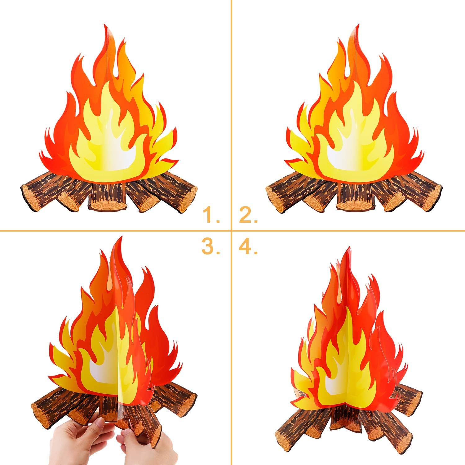 12 Inch Tall Artificial Fire Fake Flame Paper 3D Decorative Cardboard ...