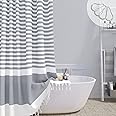 Amazon.com: Dynamene Modern Farmhouse Shower Curtain - Gray and White Cotton Boho Striped Fabric ...