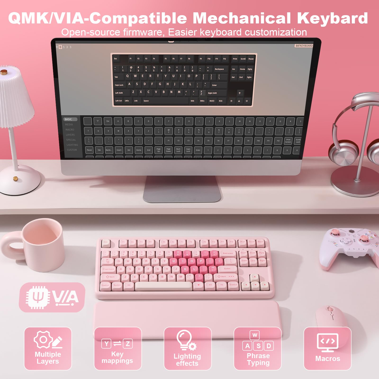 Mua YUNZII B87 Wireless Mechanical Keyboard,QMK/VIA Programmable,TKL ...