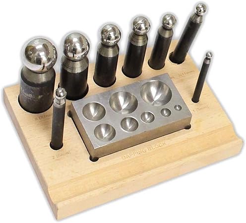 Doming / Dapping Set 9 Piece 8 Dapping Punches & Dapping Block Hardened ...