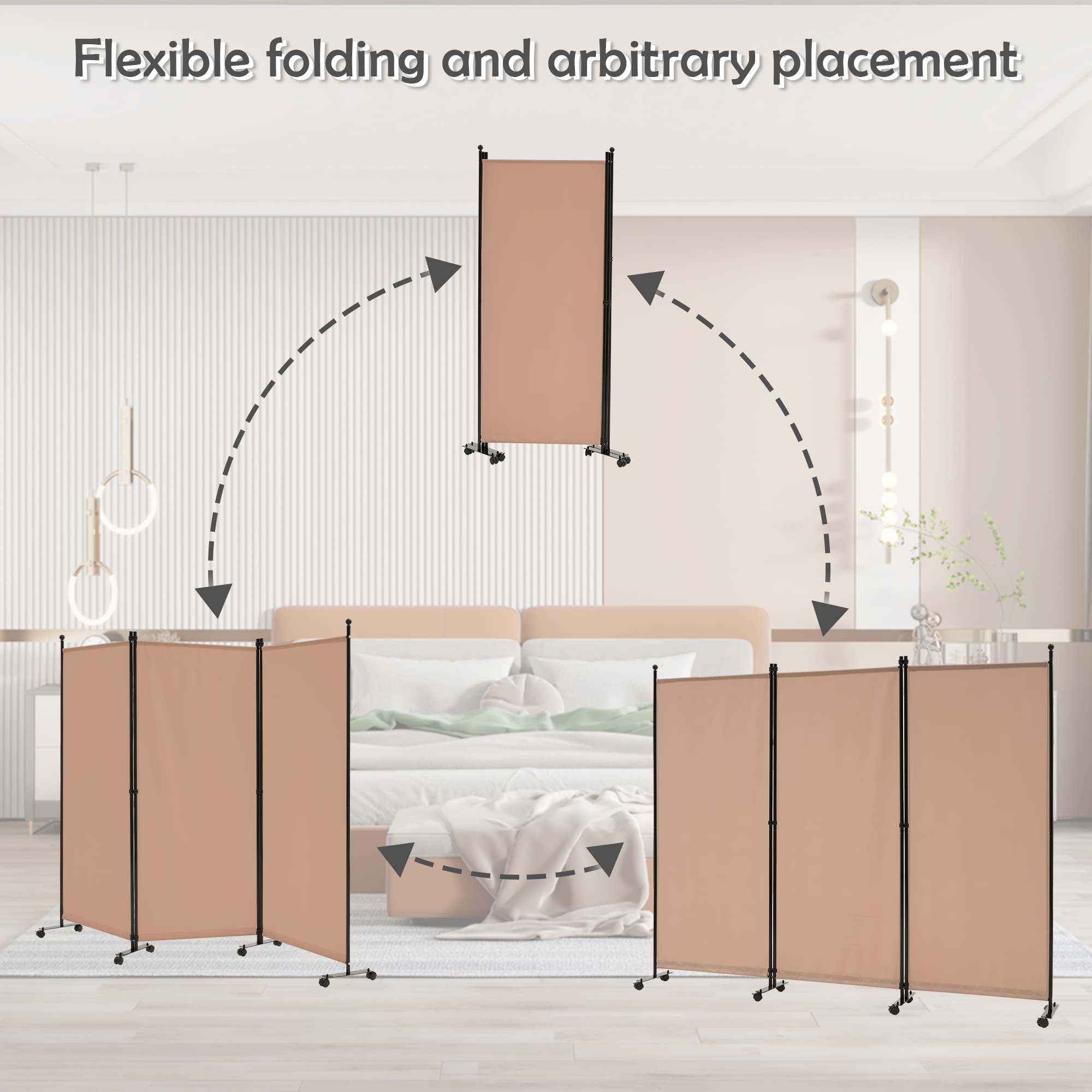 Mua Spurgehom 3 Panel Rolling Room Divider, Folding Partition Privacy ...