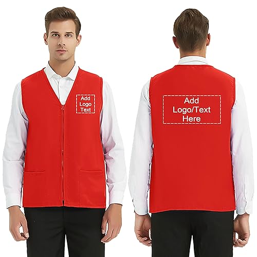 TopTie Custom Adult Volunteer Uniform Vest Polyester Zipper Supermarket ...