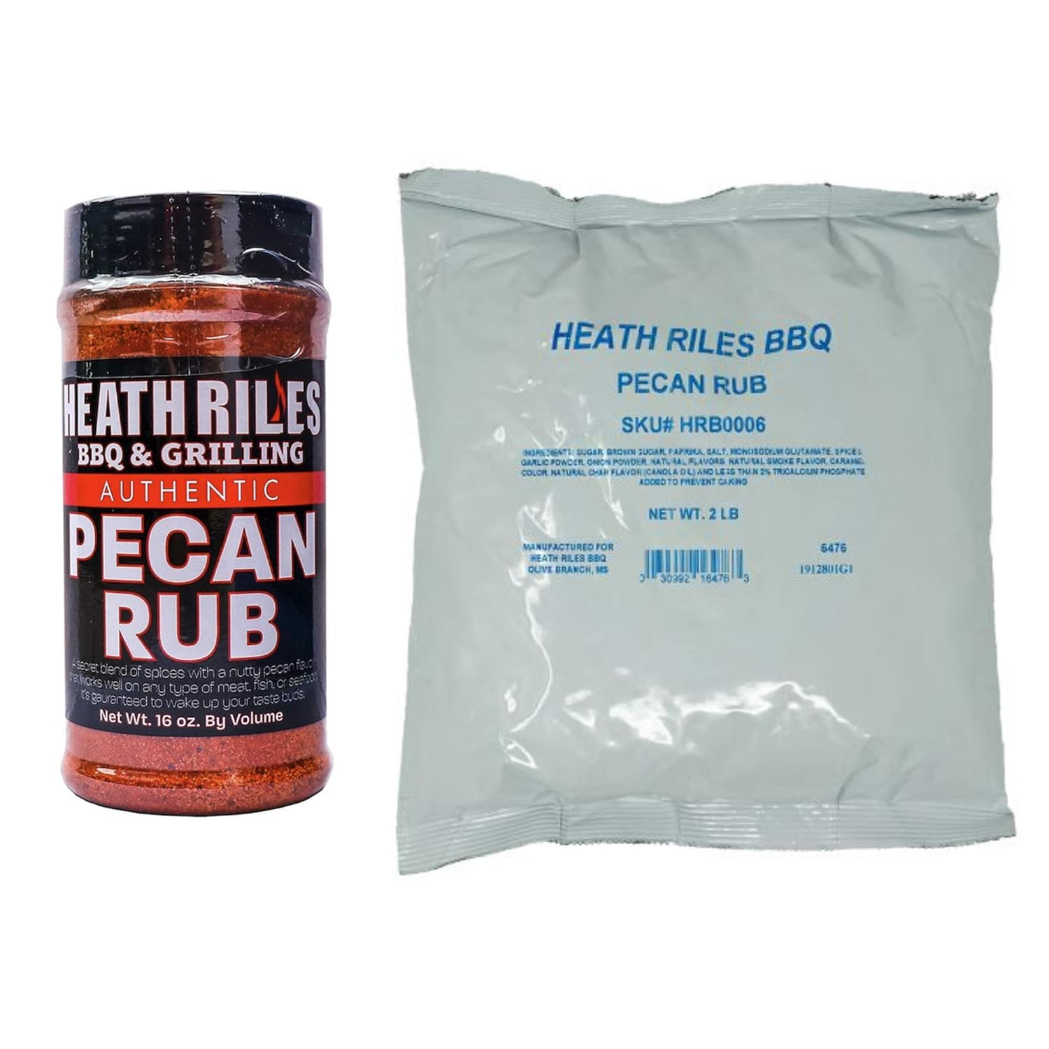 Amazon.com : Heath Riles BBQ Pecan Rub Combo with Refill Bag (1 Rub, 1 ...