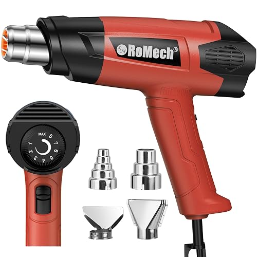 ROMECH 1500W Heavy Duty Heat Gun, Variable Temperature Control Hot Air ...