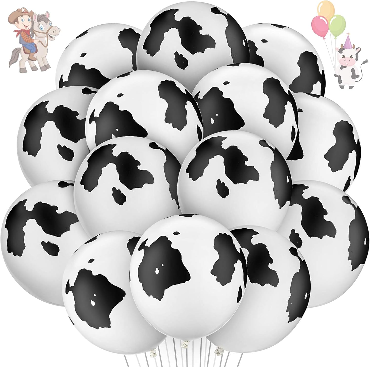20 Pieces Cow Balloons Latex Balloons Funny Print Cow Balloons for ...