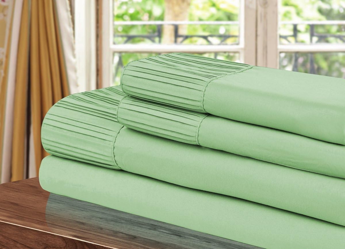 Amazon.com: Chic Home Pleated Microfiber Sage Sheet, Twin: Home & Kitchen