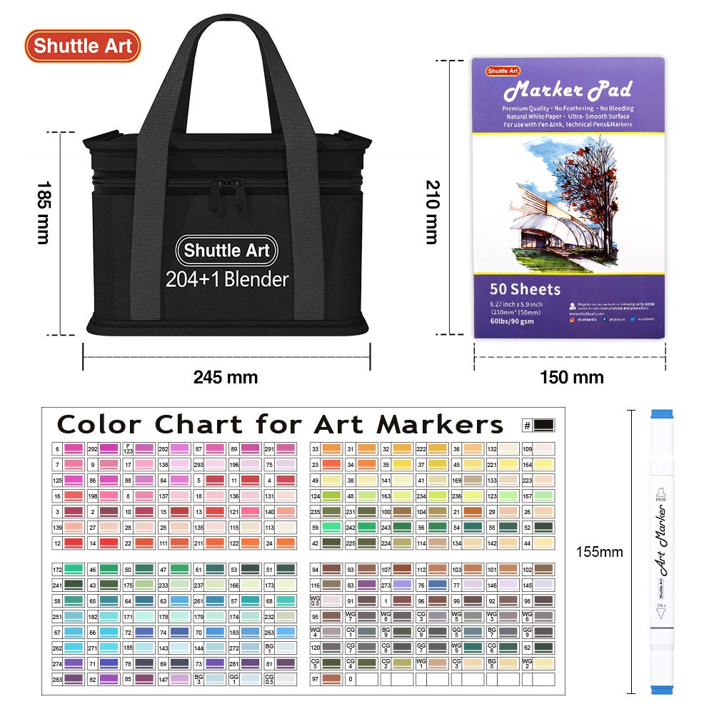 Mua Shuttle Art 205 Colors Dual Tip Alcohol Markers, 204 Colors ...