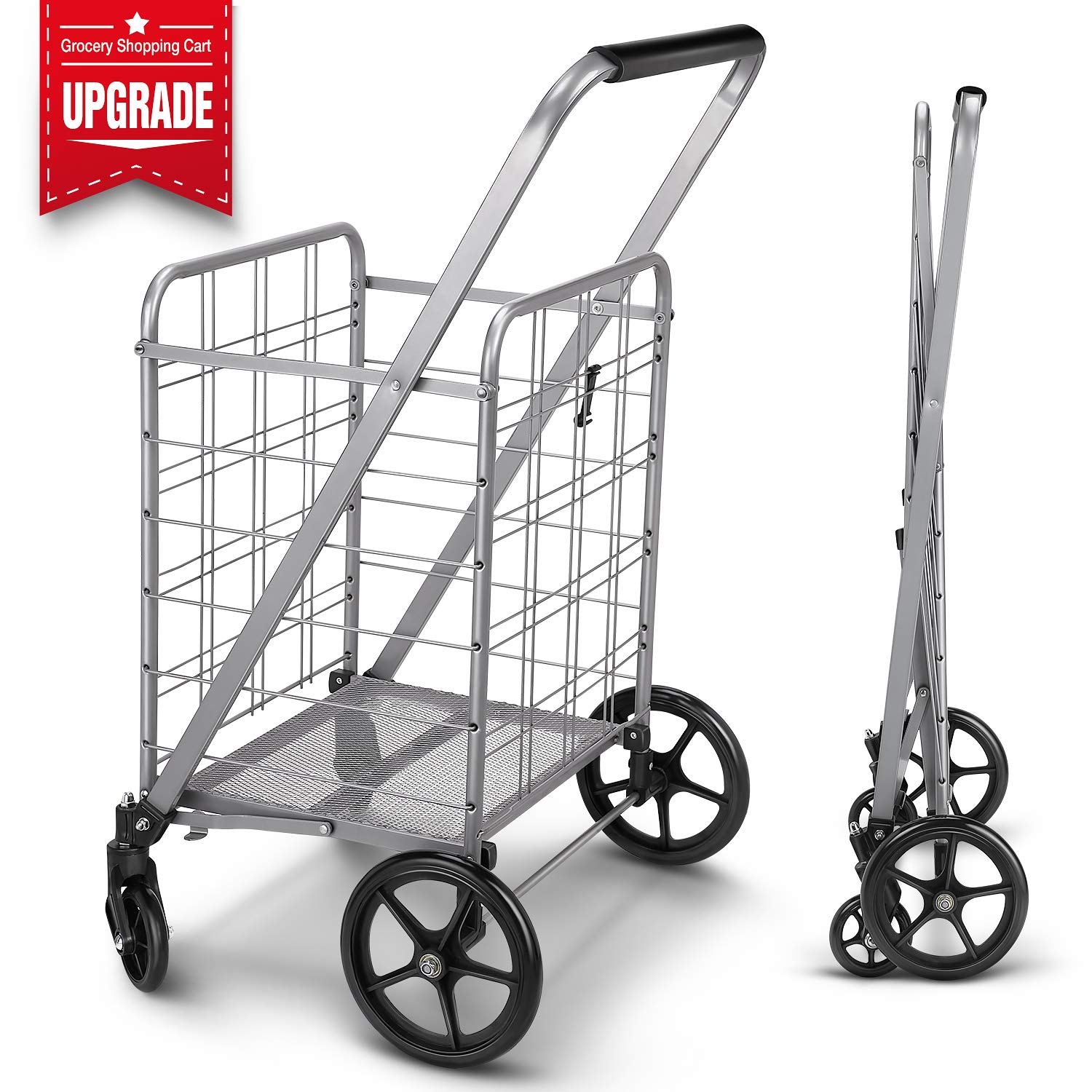 Newly Released Grocery Utility Flat Folding Shopping Cart with 360 ...