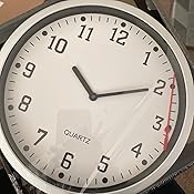 REAL ACCESSORIES® Large Silver Round Stylish Modern Wall Clock. Easy ...