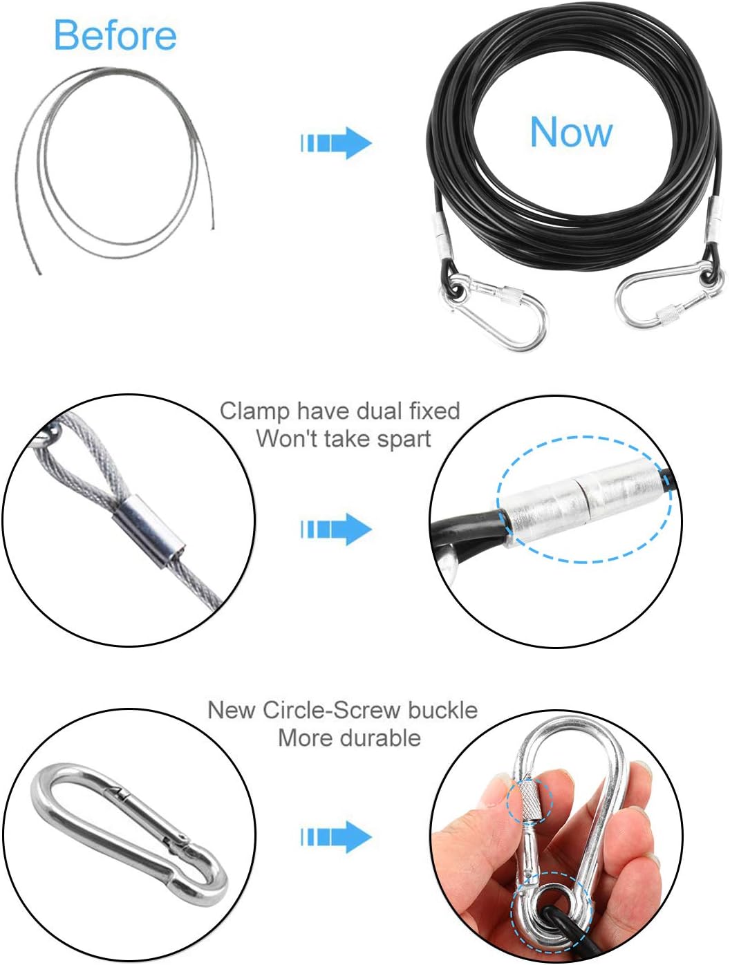 Dasmarine Dog Runner Tie Out Cable Dog Leash Run Trolley Training Lead ...