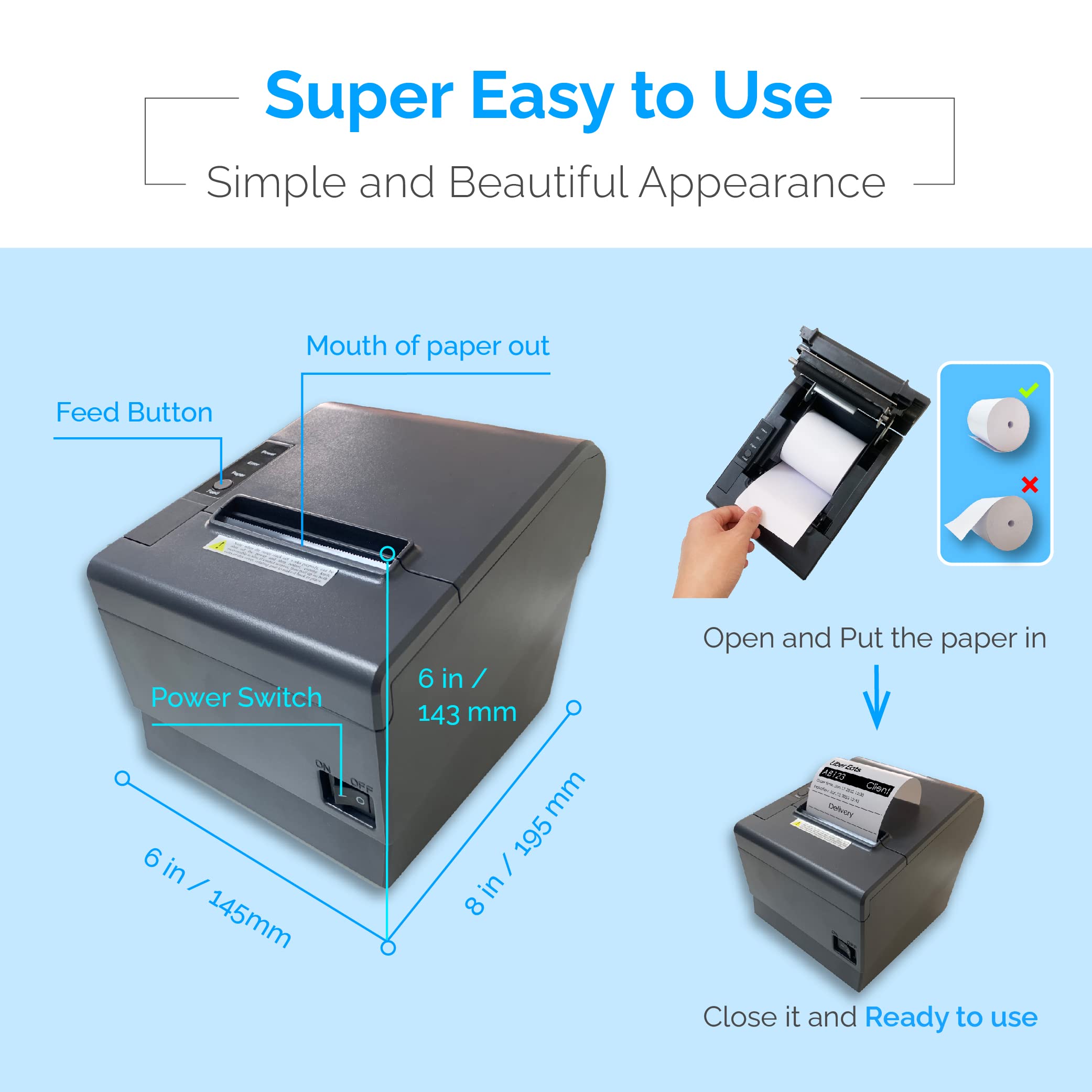 Mua MR.BOSS 3 Inch Width Receipt Thermal Printer Bluetooth WiFi USB ...
