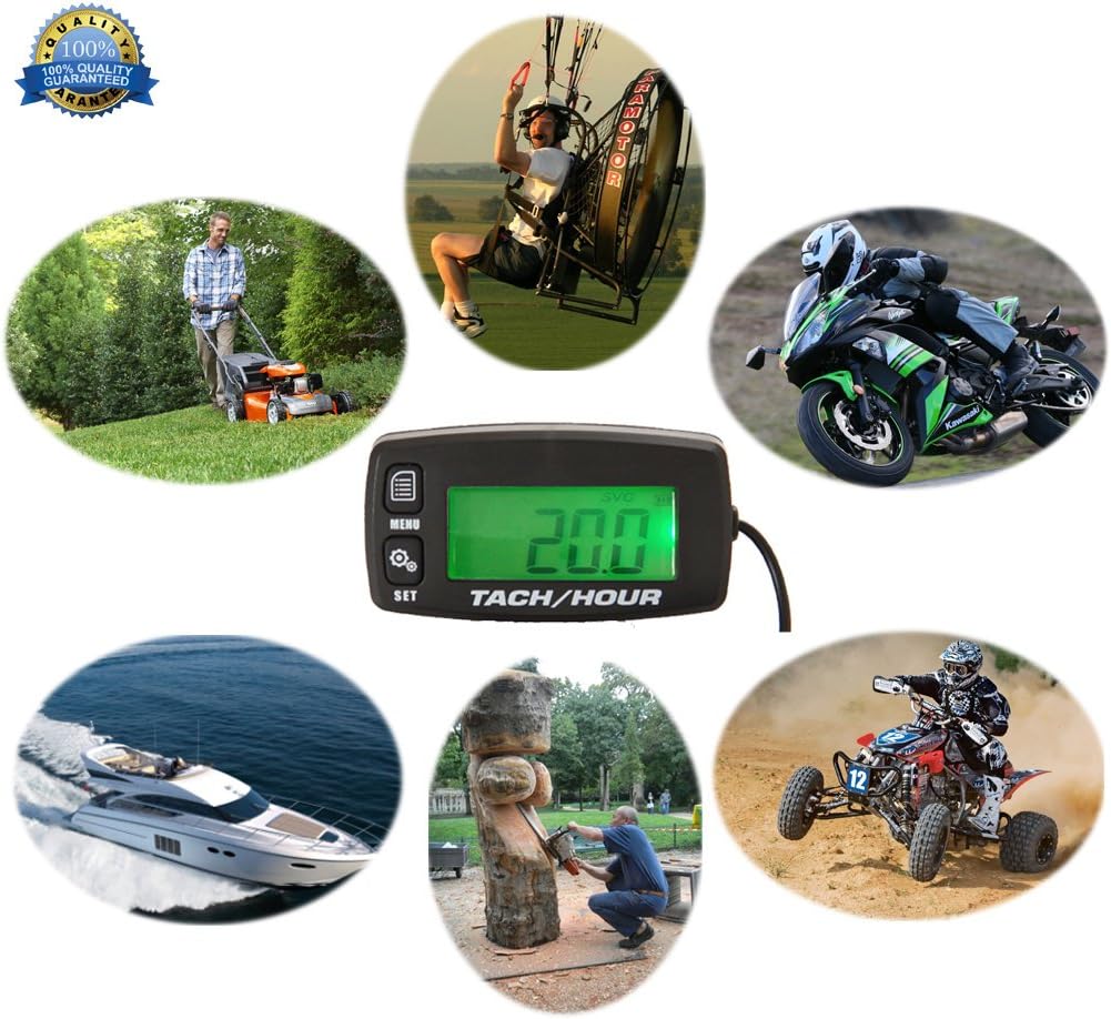 Engine Hour Meter Boat Inductive Tachometer Gauge Backlit Digital ...