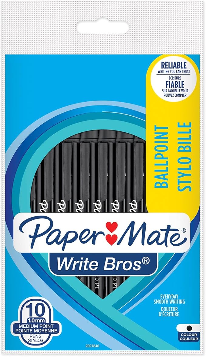 Amazon.com : Paper Mate White Bros Ball Pen Medium Tip 1.0mm - Black ...
