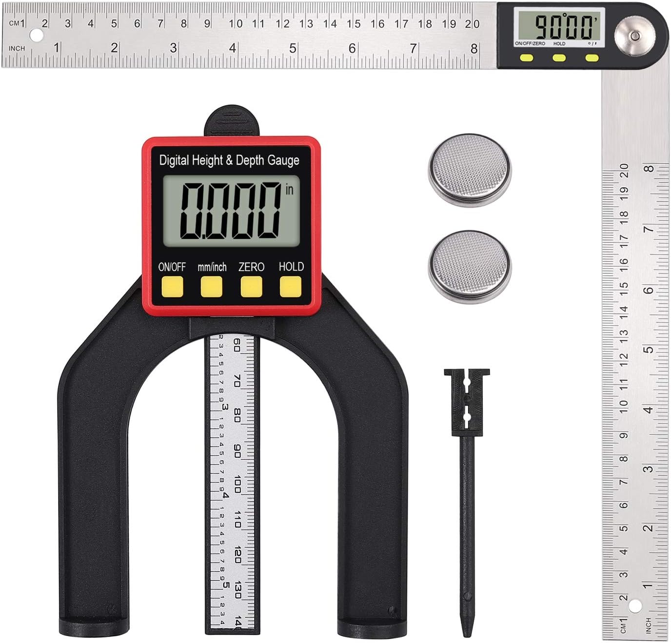 Proster Digital Depth Gauge And 8 Inch Digital Angle Finder Protractor ...