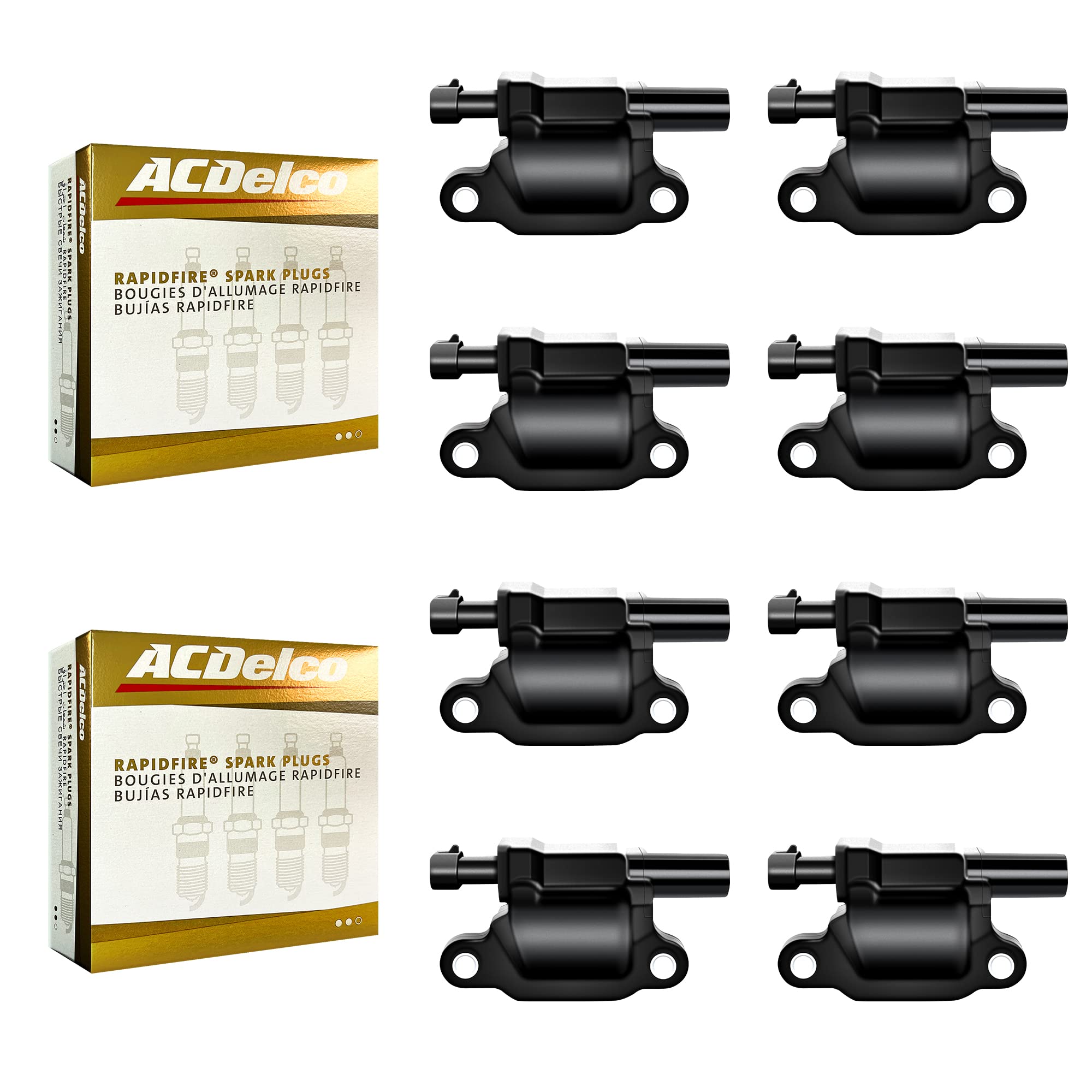MAS Set of 8 Square Ignition Coil Pack & Acdelco Spark Plugs Compatible ...
