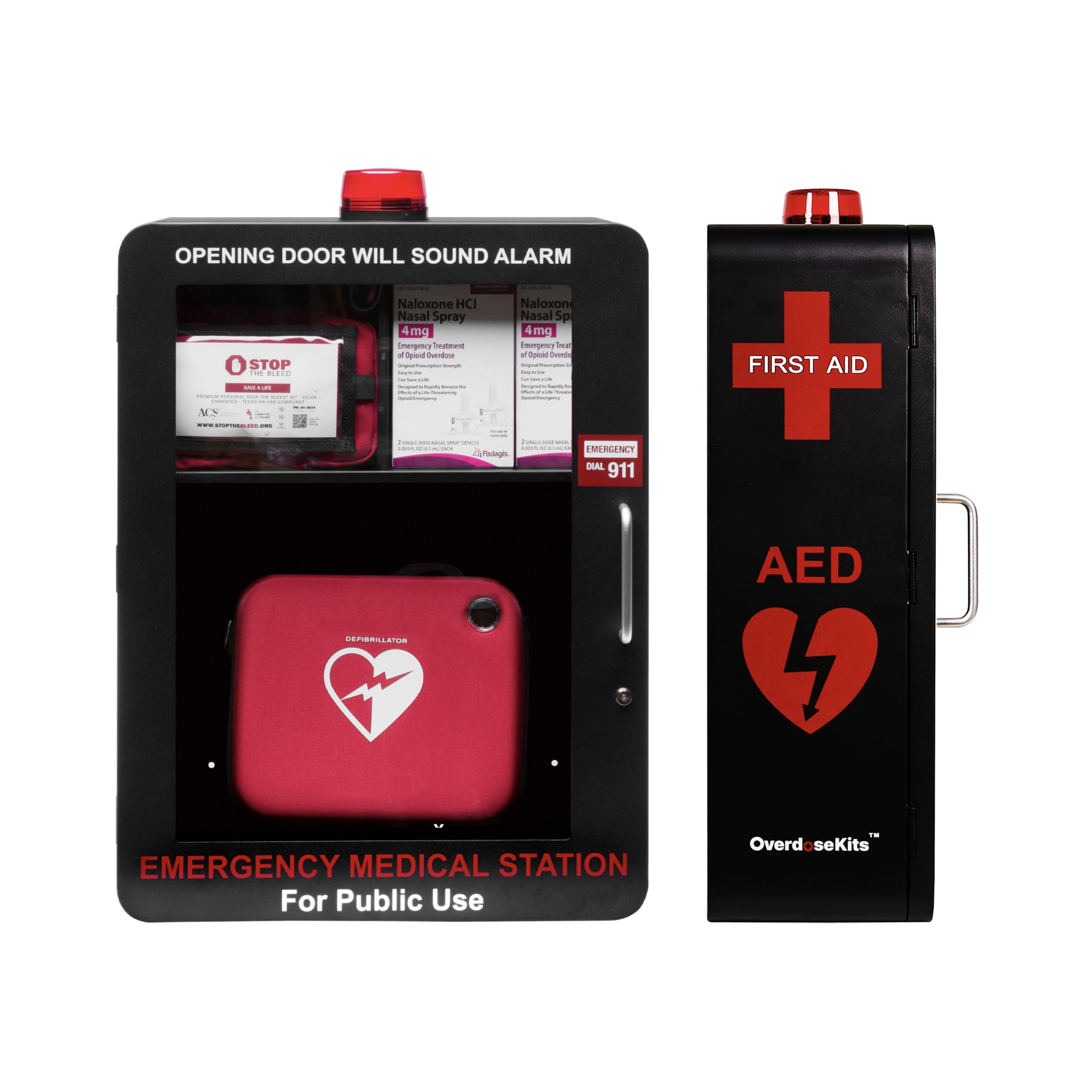 OVERDOSE KITS Emergency Medical Station | AED & Naloxone Wall Mount ...