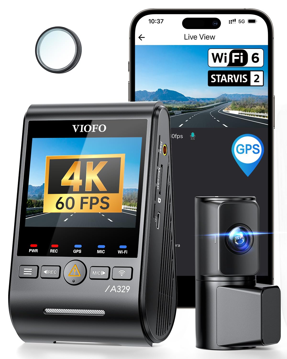 VIOFO A329 4K 60FPS Dash Cam Front and Rear, 4K+2K Dual Dash Camera for ...