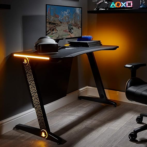 X-Rocker Officially Licensed PlayStation Borealis Gaming Desk with LED ...