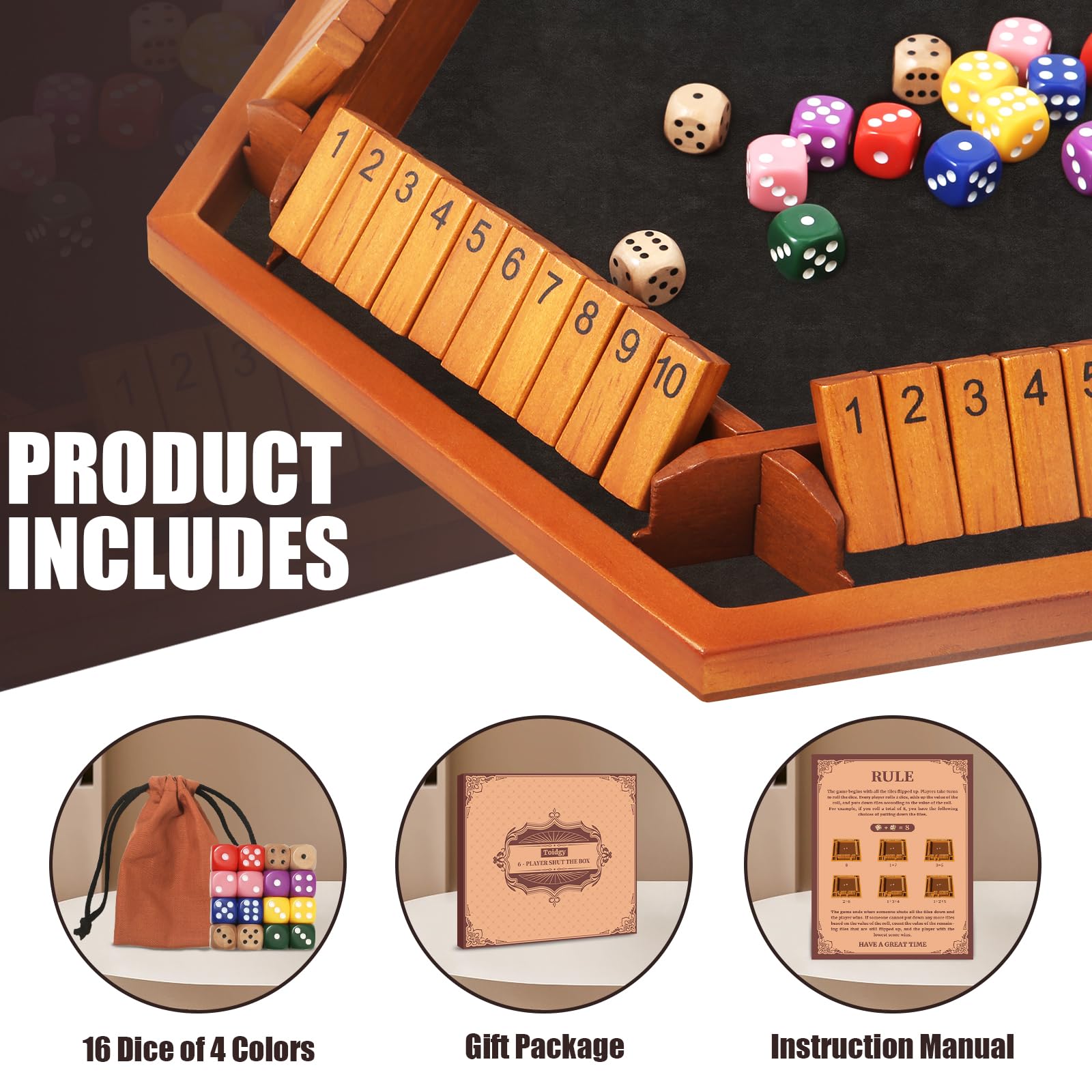 Mua 1-6 Players Shut The Box Dice Games, Wooden Board Table Math Game ...